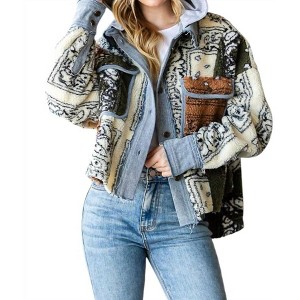 Women's Bandana Print Mixed Faux-shearling Jacket - Oli & Hali : Target