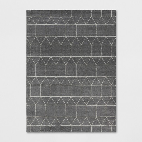 5'x7' Elle Linear Grid Woven Area Rug Charcoal Heather - Threshold ...