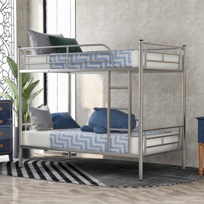 Xiyuyeu Twin Over Twin Bunk Bed With Safety Guardrail,noise Reduced Metal Twin Loft Bed Can ...
