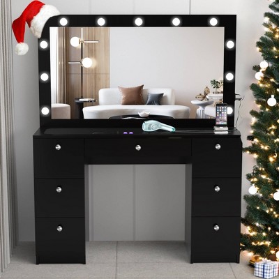 Amalthea Lighted Makeup Vanity Black - Boahaus : Target