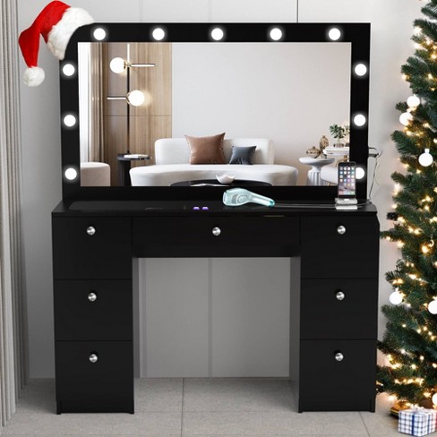 Amalthea Lighted Makeup Vanity Black - Boahaus : Target