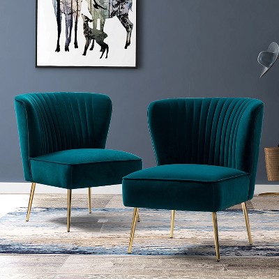 Quentin Velvet Accent Side Chair With Padded Seat Set Of 2 | Karat Home ...