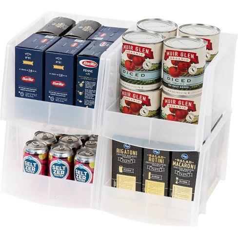 Iris Usa 4 Pack Jumbo Plastic Open Front Stackable Storage Bin, Clear ...