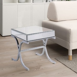 Contemporary Style Metal and Mirror Square End Table, Silver : Target