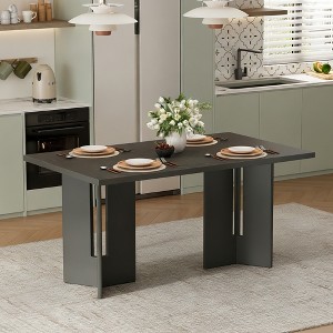 60'' Farmhouse Dining Table Rustic Rectangular Kitchen Table for 4-6 ...