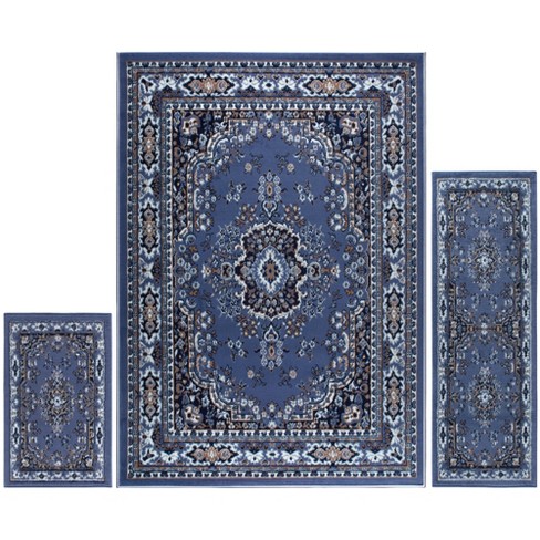 Home Dynamix Ariana Ksara Traditional Medallion Border Area Rug, Blue ...