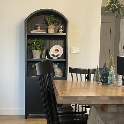Grooved Wood Arch Bookcase Cabinet - Black - Hearth & Hand™ With ...