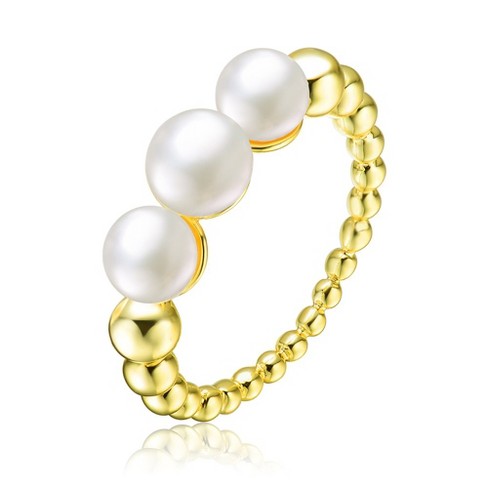 14k Gold Plated Ring Adorned With Lustrous Freshwater Pearls – A ...