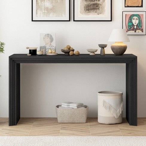 Wood Entryway Console Table Black Hallway Console Table Made Of ...