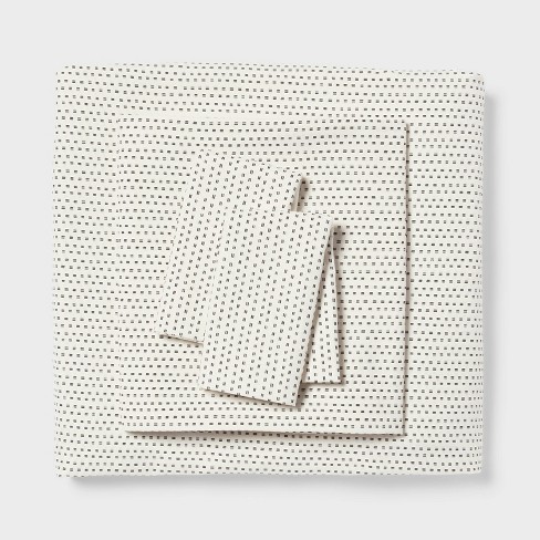 Full Microfiber Sheet Set Ivory Dash - Room Essentials™: 4-piece, 170 ...