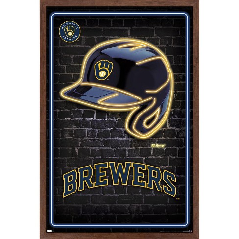 Trends International Mlb Milwaukee Brewers - Neon Helmet 23 Framed Wall ...