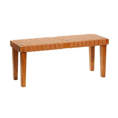 Rustic Birch Wood Bench Brown - Olivia & May: Decorative, No Assembly ...