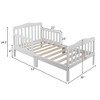 White Wooden Toddler Bed Frame with Safety Guardrails, Pine Wood Kids ...
