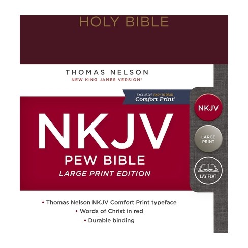Nkjv, Pew Bible, Large Print, Hardcover, Burgundy, Red Letter Edition - By Thomas Nelson : Target