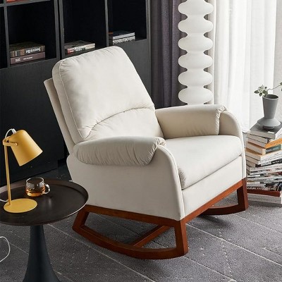 Modern Comfortable Velvet Rocking Chair, Beige - Modernluxe : Target