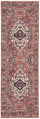 Nourison Washable Brilliance 2' X 6' Rust Mtc Vintage Indoor Bathroom ...