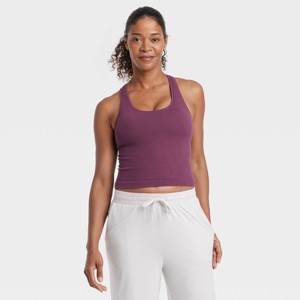 Women's Seamless Racerback Ribbed Tank Top - All In Motion™ Dark Purple ...
