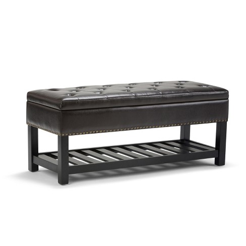 43" Riley Storage Ottoman Bench Tanners Brown - Wyndenhall: Tufted ...