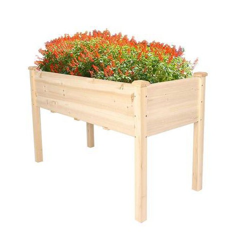 Kelly Fir Wood Patio Round Planter Box Kit , Raised Garden Bed With ...