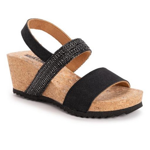 Muk Luks Womens Wendy Wedge Sandal, Black, 8 : Target
