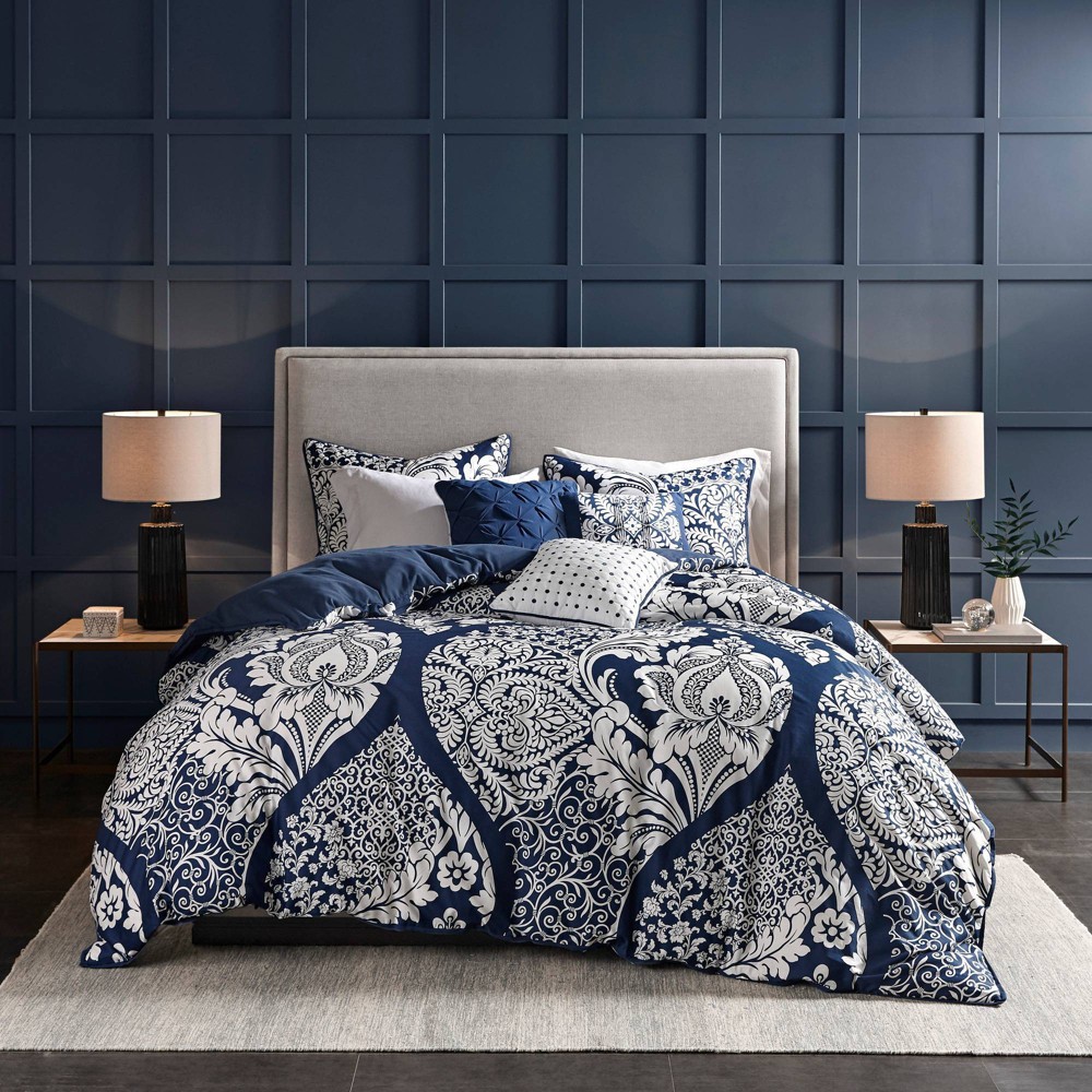 Madison Park 6pc King/California King Adela Printed Duvet Cover Bedding ...