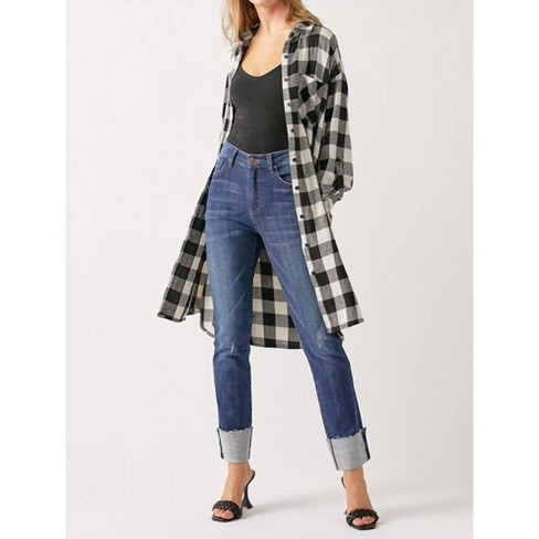 Women's Rubie Buffalo Check Long Shacket Dress - Risen : Target