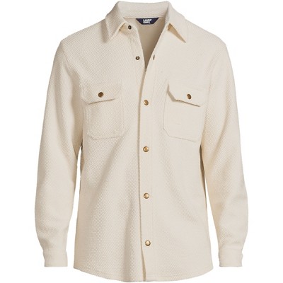 Lands' End Men's Long Sleeve Terry Textured Shirt Jacket - Small ...