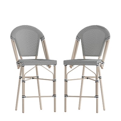 2pk Kinner Outdoor Aluminum French Bar Stools Rust/white - Christopher ...