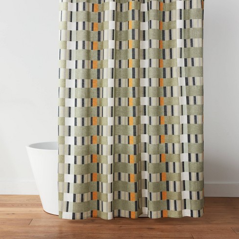 Modern Geo Shower Curtain Green - Threshold™ : Target