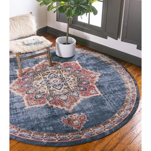 Unique Loom 4' 0 X 4' 0 Utopia Helios Dark Blue Area Rug : Target