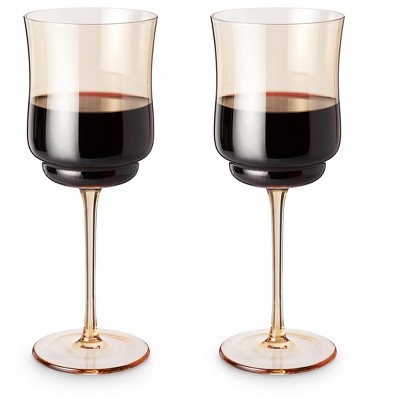 Twine Tulip Wine Glasses, Gold Amber Tinted Drinking Tumblers Stemmed ...