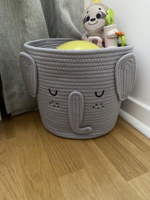 Coiled Rope Forest Animal Medium Round Storage Basket - Elephant ...