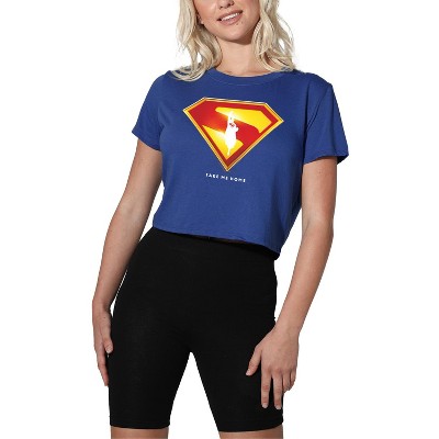 Women's Superman Take Me Home Shield Crop Top : Target
