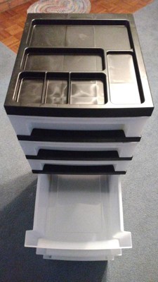 Iris Drawer Storage Cart With Organizer Top Black : Target