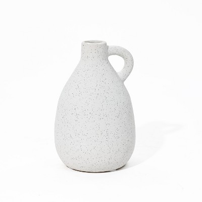 Luxenhome White Ceramic Pitcher Round Vase : Target
