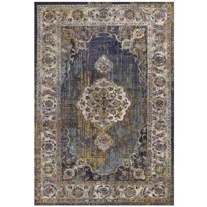 Navy Blue Gold And Ivory Medallion Area Rug : Target
