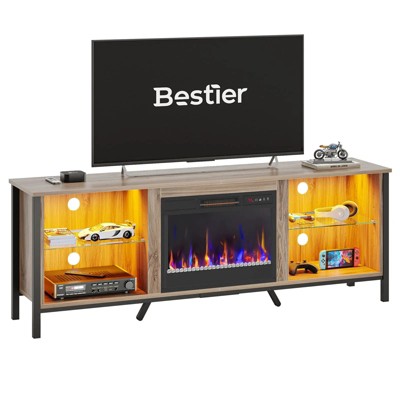 Bestier 71inch Modern Led Fireplace Entertainment Center Pinewood : Target