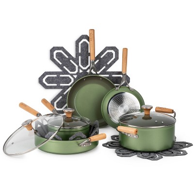 Brooklyn Steel 12pc Silicone/Ceramic Atmosphere Cookware Set - Olive ...