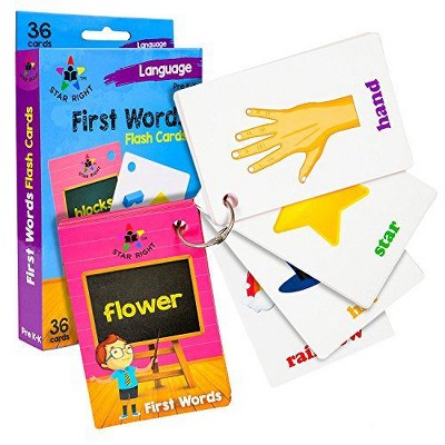 Star Right First Words Flash Cards With Realistic Art, 36 Cards, White ...