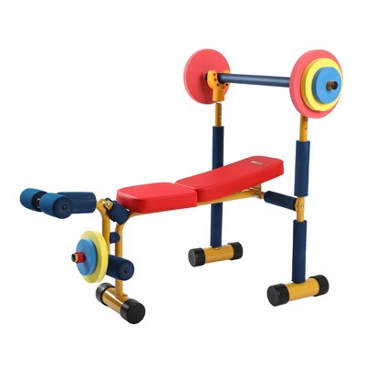 HolaHatha Kids Weight Bench Set with 35" Bench & Adjustable Headrest ...