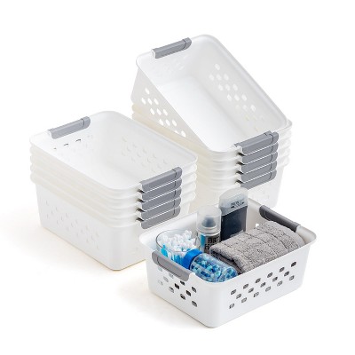 Iris Usa Small Plastic Storage Basket, 12-pack, Shelf Basket Organizer ...