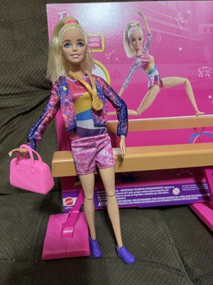Barbie Gymnastics Playset With Blonde Fashion Doll, Balance Beam, 10 ...
