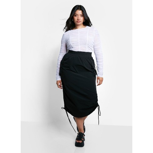 Rebdolls Women's Kai Sheer Mesh Ruched Top - White - 1x : Target