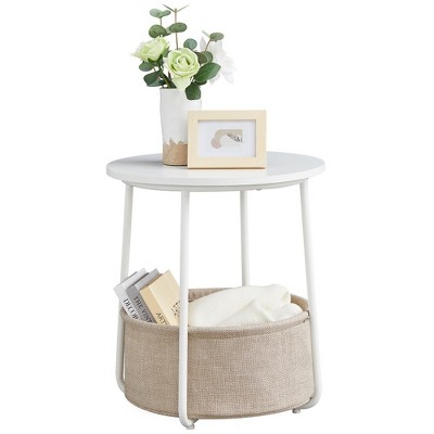 Vasagle Small Round Side End Table, Modern Nightstand With Fabric ...