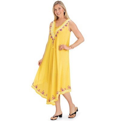 Collections Etc Lace Up Embroidered V-neck Sleeveless Easy Fit Dress ...