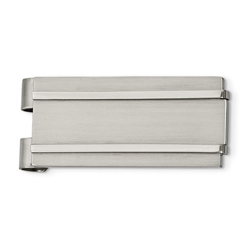 Black Bow Jewelry Engravable Stainless Steel Spring Loaded Money Clip ...