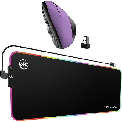 Wireless Ergonomic Mouse-purple + Large Mouse Pad Led Rgb : Target
