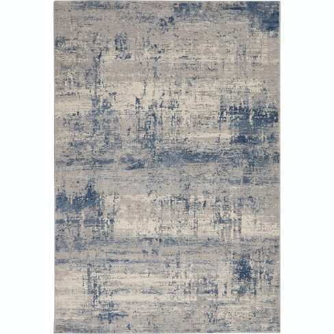 Nourison Rustic Textures Abstract Indoor Area Rug Ivory Blue 5'3" X 7'3 ...