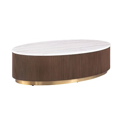 Furniture of America Keith Modern Oval Marble Top Coffee Table with ...