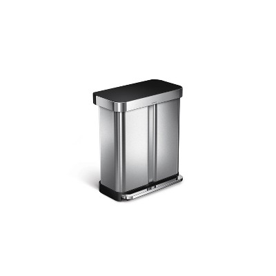 Simplehuman 58l Rectangular Dual Compartment Recycling Step Trash Can ...